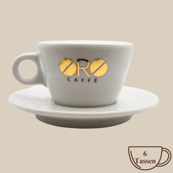 Oro Caffè original Logo Cappuccinotasse mit Unterteller weiß 6 Stück ...