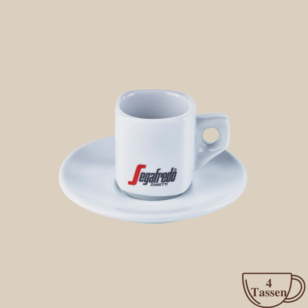 Segafredo Original Logo Espressotassen mit Unterteller weiß 4 Stück ...