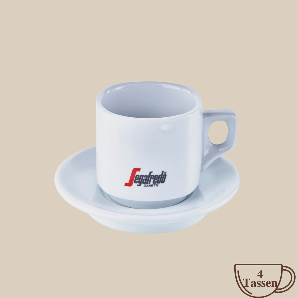 Segafredo Original Logo Grande Cappuccinotassen mit Unterteller weiß 4 ...
